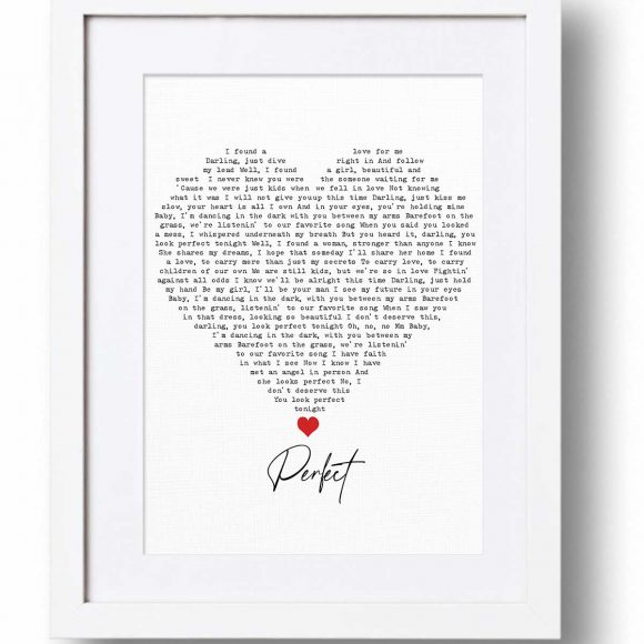 Heart Shaped Song Lyrics | Personalised Prints