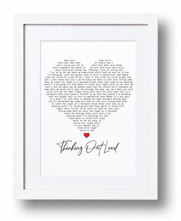 Heart Shaped Song Lyrics | Personalised Prints